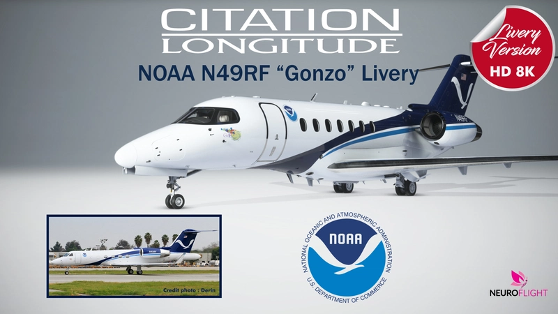 Asobo Citation Longitude NOAA N49RF "Gonzo" Livery [8K] for Microsoft ...