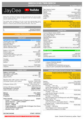 JayDee´s Ingame Toolbar Checklists for Microsoft Flight Simulator | MSFS
