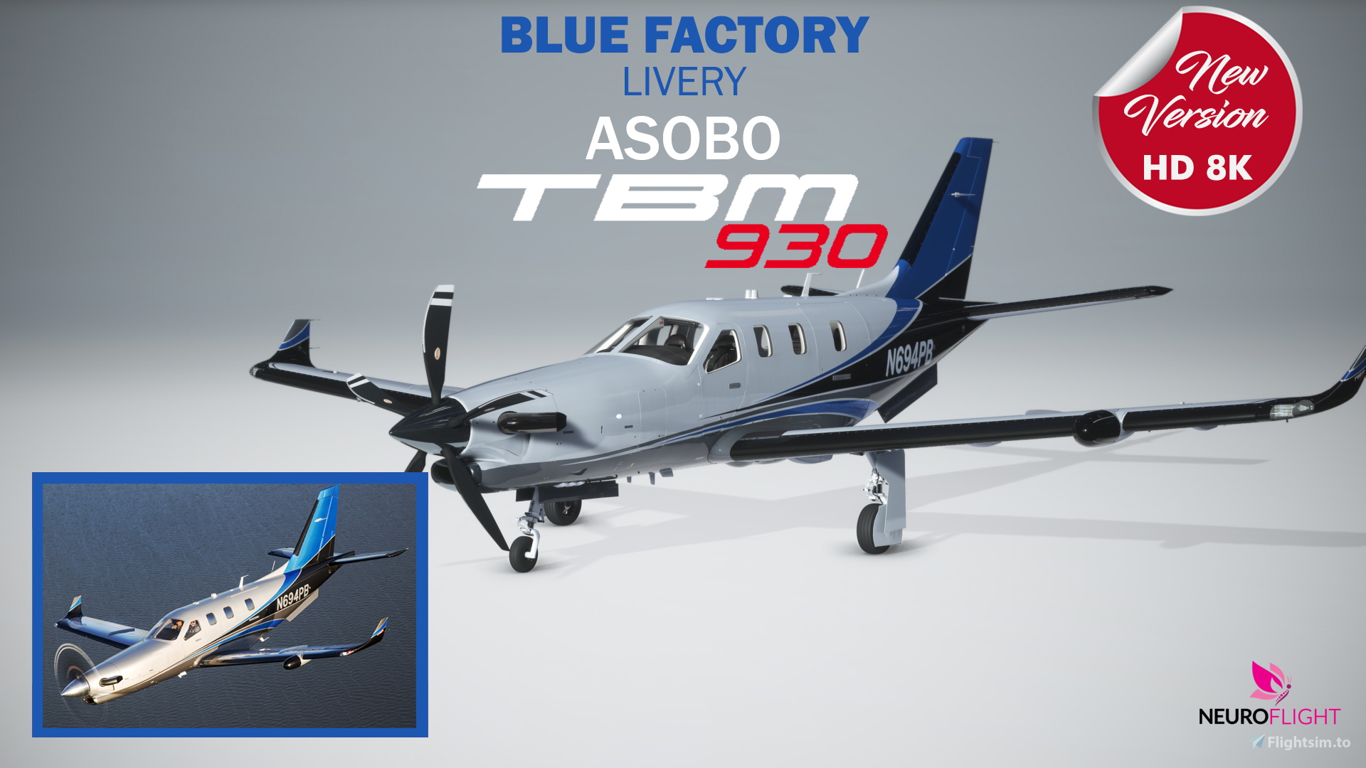 Blue Factory livery for ASOBO DAHER TBM 930 [8K] for Microsoft Flight ...