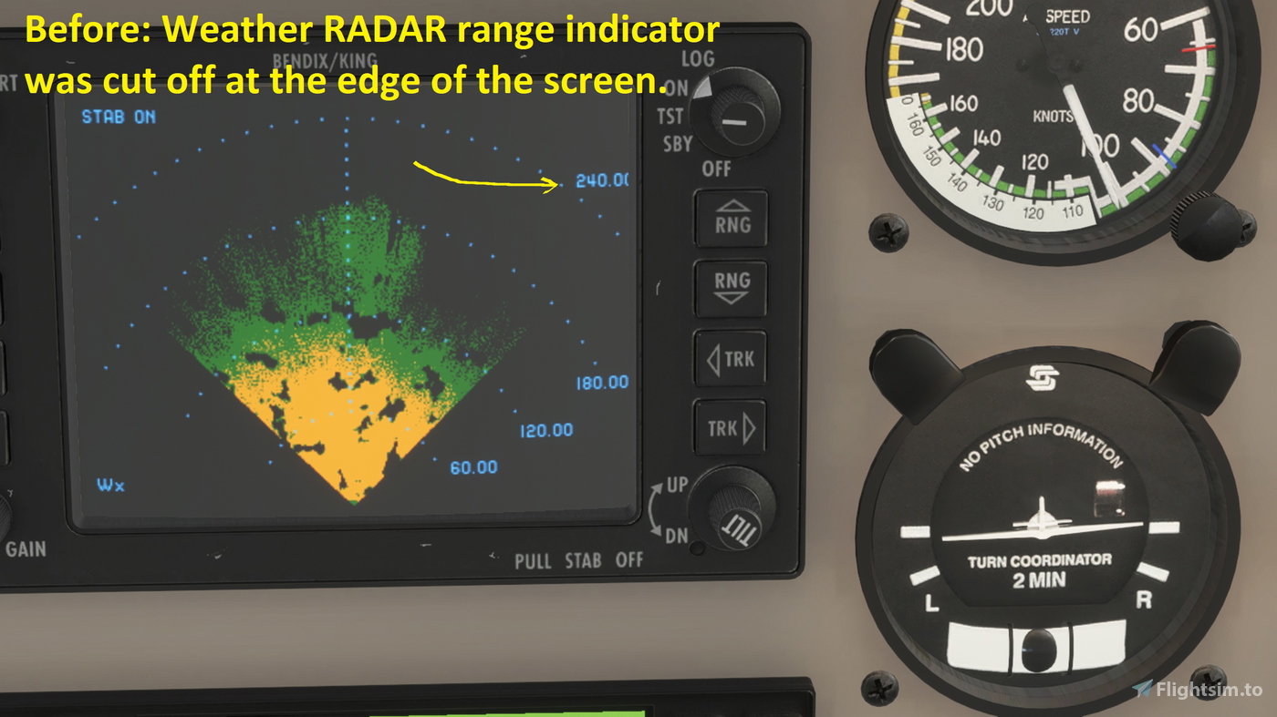 Carenado Seneca Weathar RADAR bugfix for Microsoft Flight Simulator | MSFS