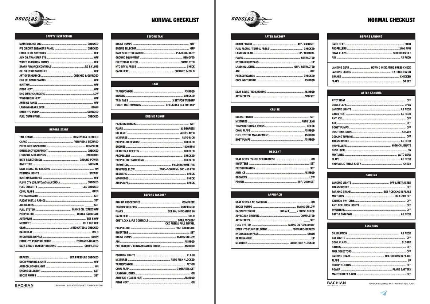 DC-6 Complete Checklist (Normal Procedures) pro Microsoft Flight ...