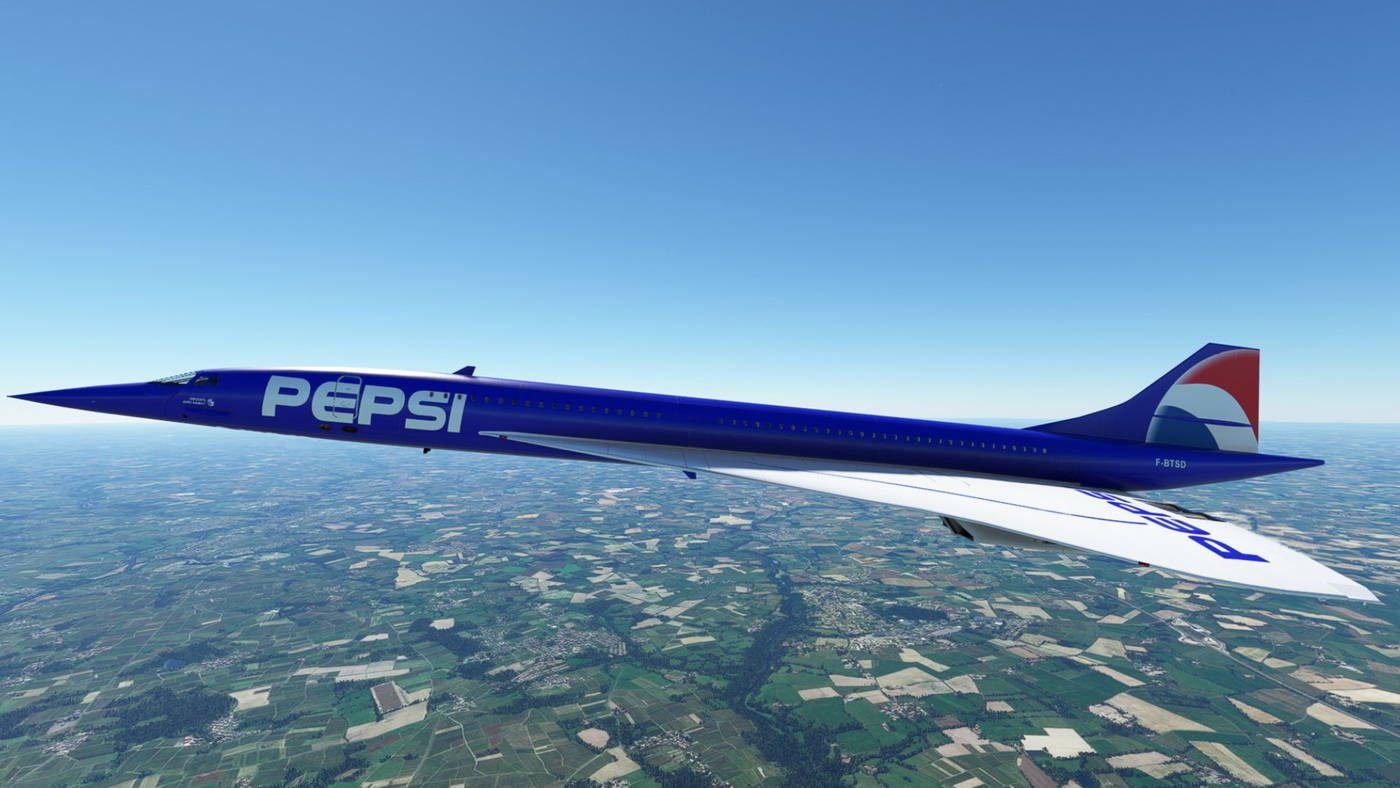 DC Designs Concorde Pepsi-Promo (F-BTSD) a oldalon. Microsoft Flight ...