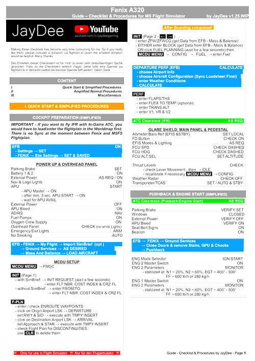 Fenix A320 - Guide - Checklists & Procedures for Microsoft Flight ...