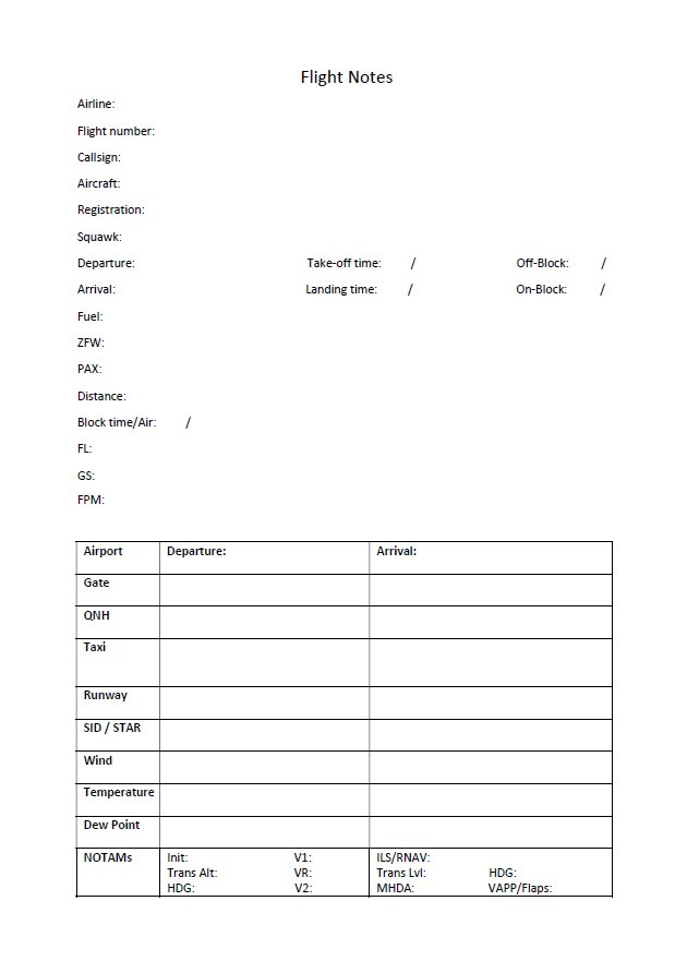 Flight Notes for Microsoft Flight Simulator | MSFS