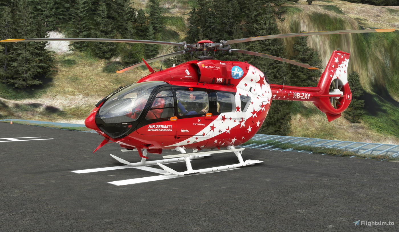 HPG Airbus H145 Air Zermatt Red Stars HB-ZAY (Fictional, HEMS & CIVIL ...