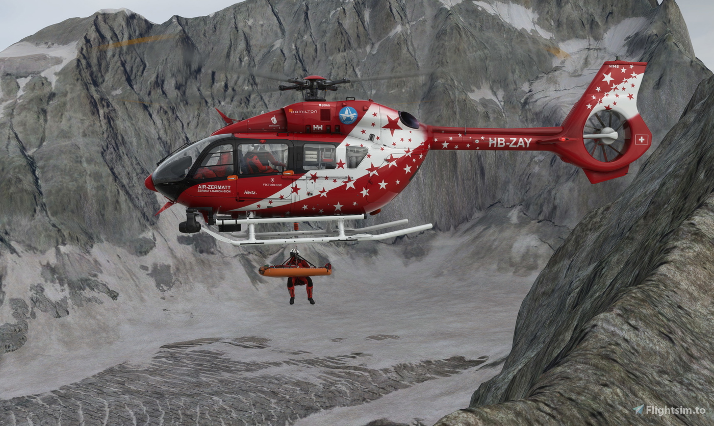 HPG Airbus H145 Air Zermatt Red Stars HB-ZAY (Fictional, HEMS & CIVIL ...
