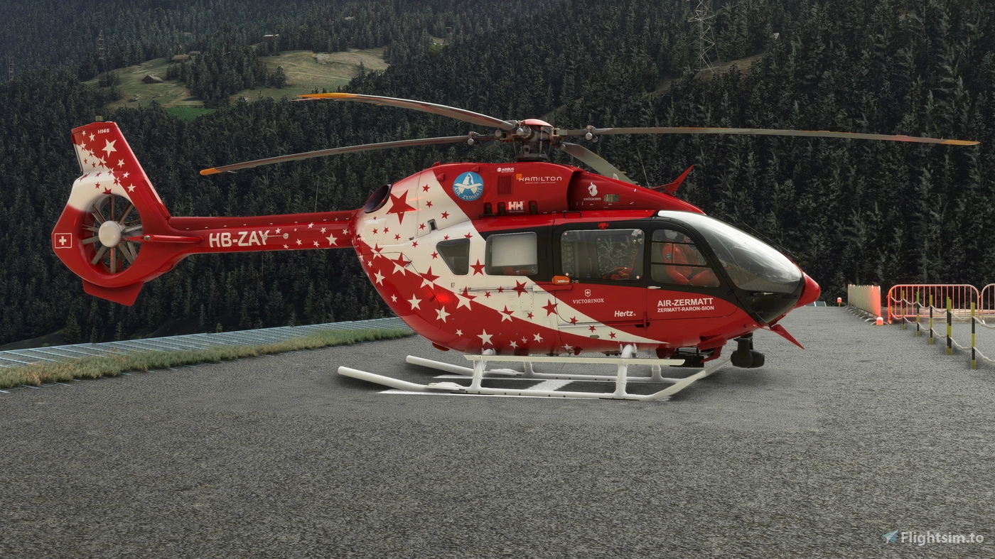 HPG Airbus H145 Air Zermatt Red Stars HB-ZAY (Fictional, HEMS & CIVIL ...