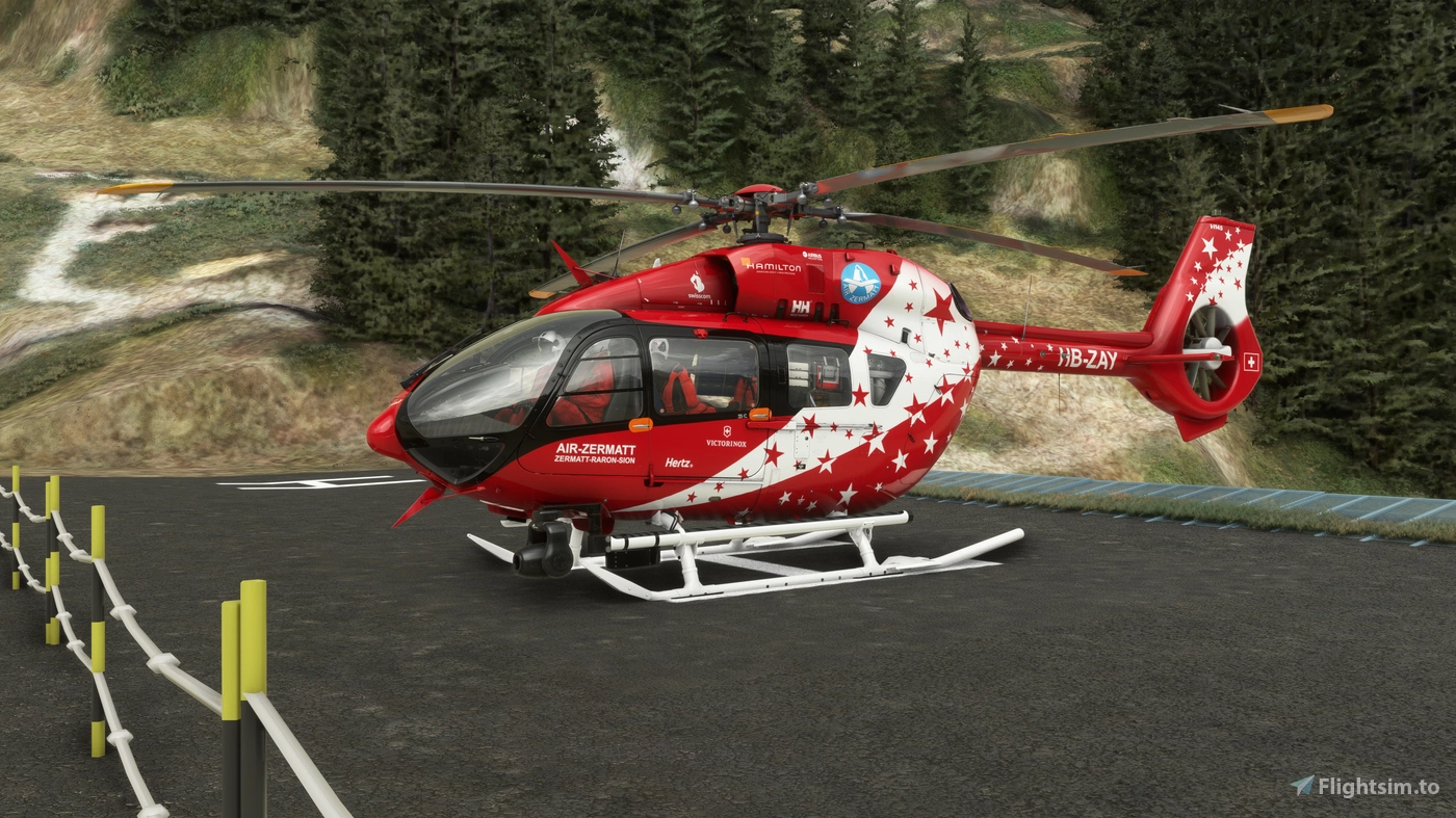 HPG Airbus H145 Air Zermatt Red Stars HB-ZAY (Fictional, HEMS & CIVIL ...