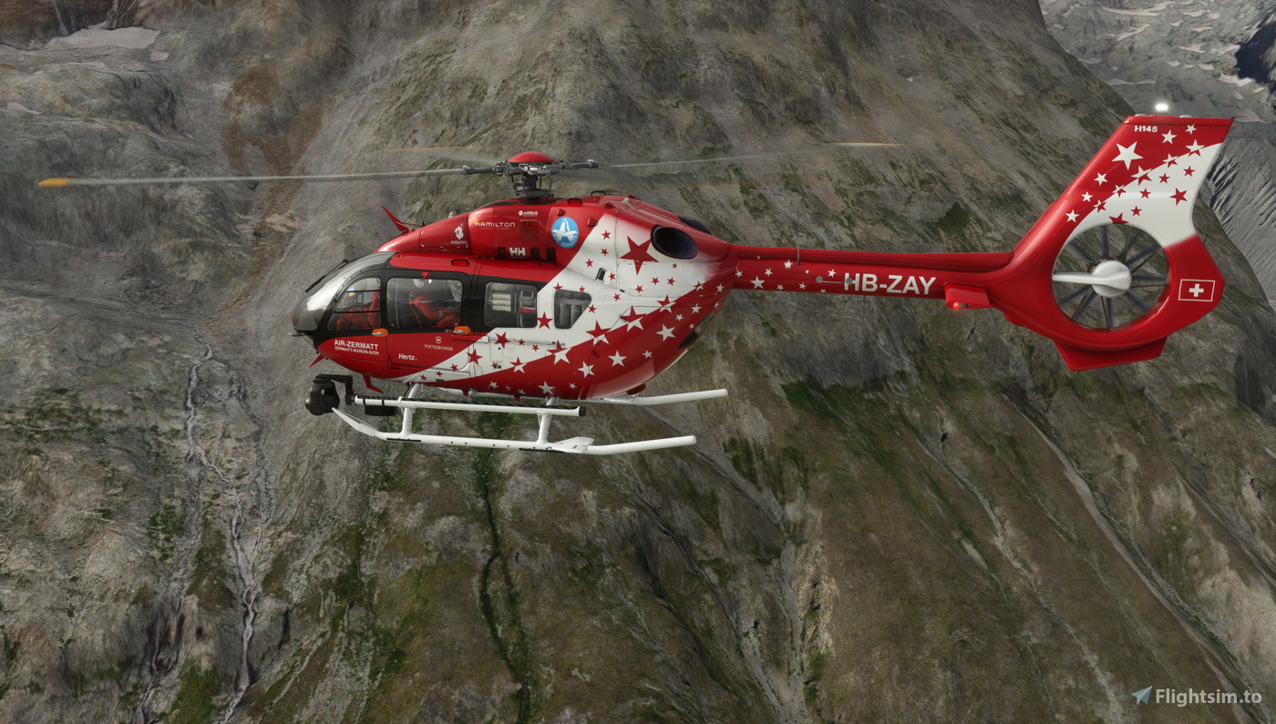 HPG Airbus H145 Air Zermatt Red Stars HB-ZAY (Fictional, HEMS & CIVIL ...