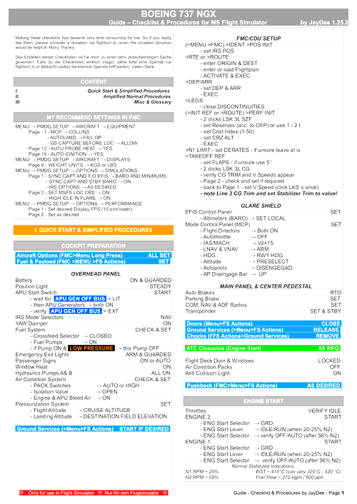 PMDG 737 - Guide - Checklists & Procedures for Microsoft Flight ...