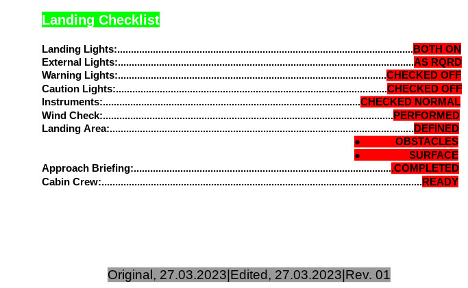 Airbus H135/H145 checklist 对于 Microsoft Flight Simulator | MSFS