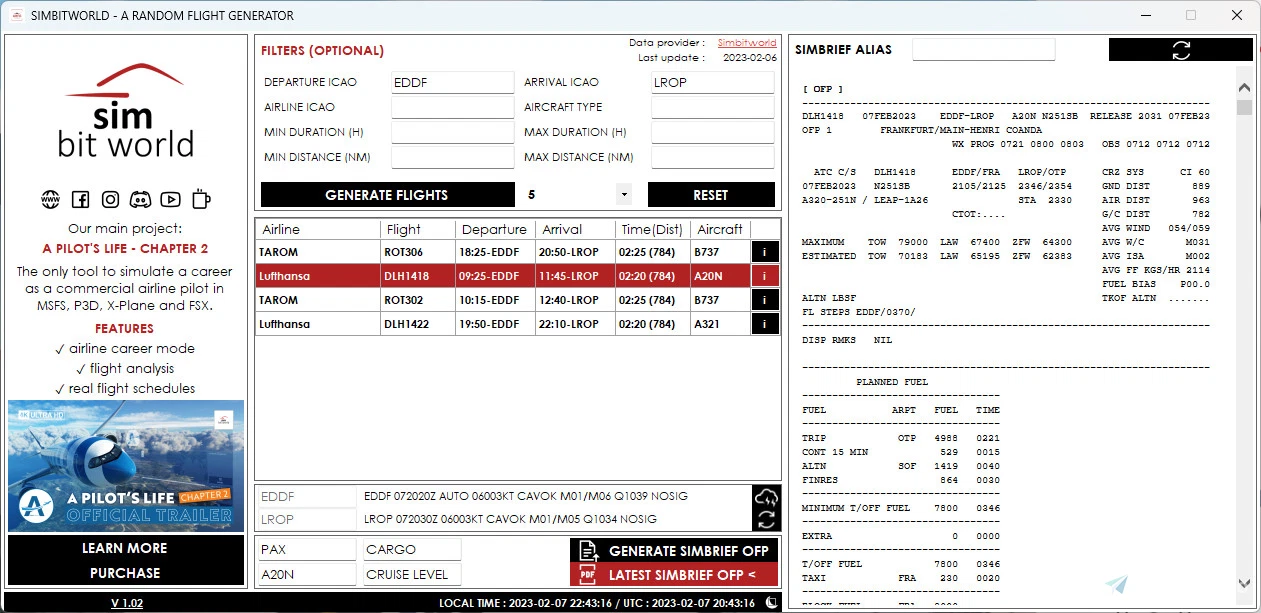 A RANDOM FLIGHT GENERATOR for Microsoft Flight Simulator | MSFS