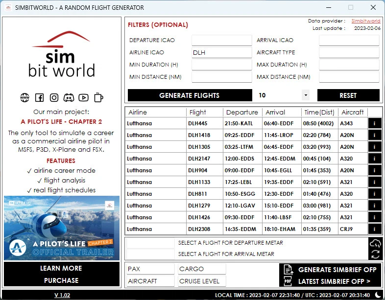 A RANDOM FLIGHT GENERATOR for Microsoft Flight Simulator | MSFS