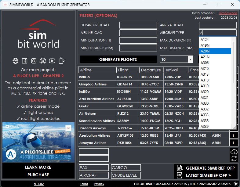 A RANDOM FLIGHT GENERATOR for Microsoft Flight Simulator | MSFS