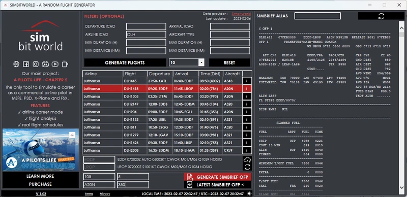 A RANDOM FLIGHT GENERATOR for Microsoft Flight Simulator | MSFS