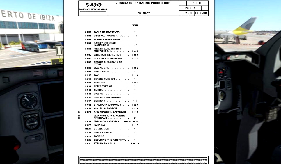 A310-300 - FCOM Checklist for Microsoft Flight Simulator | MSFS