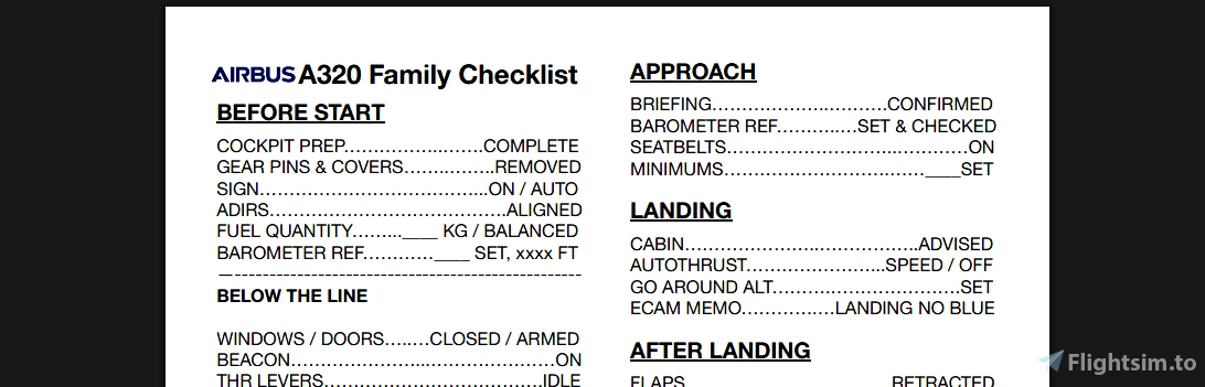 Checklists - Fenix Simulations A320 Add-Ons for Microsoft Flight Simulator | Flightsim.to
