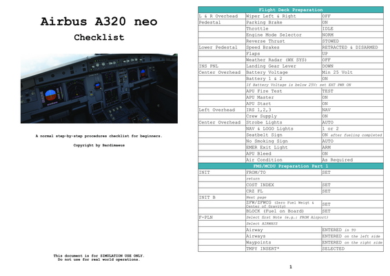 ATR 72 & 42 - Step-By-Step Checklist as PDF for Microsoft Flight Simulator | MSFS