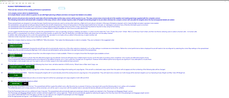 Aircraft Runway Performance Spreadsheet for Microsoft Flight Simulator ...