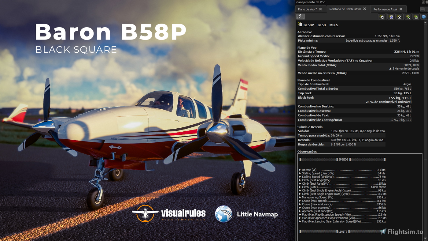 Baron Pressurized (BE58P) - Black Square - Little Navmap Airframe for ...