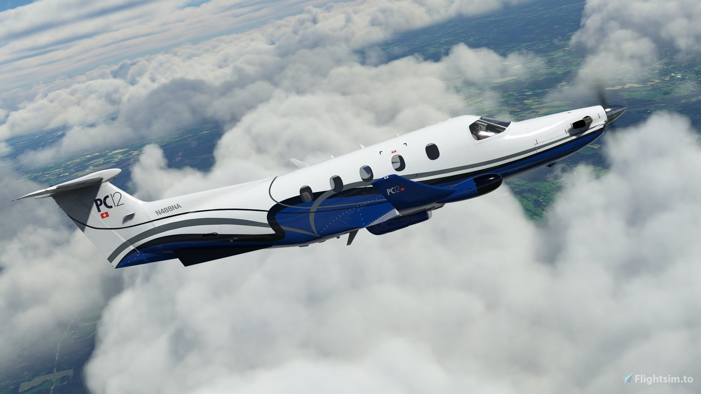 Blue Gray Swoop livery for Carenado PC12 for Microsoft Flight Simulator ...