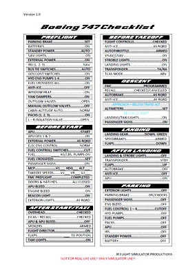 Boeing 787 Checklist for Microsoft Flight Simulator | MSFS