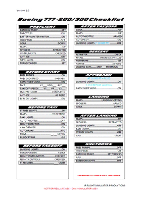 Boeing 787 Checklist for Microsoft Flight Simulator | MSFS