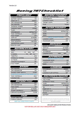 A310 Checklist for Microsoft Flight Simulator | MSFS