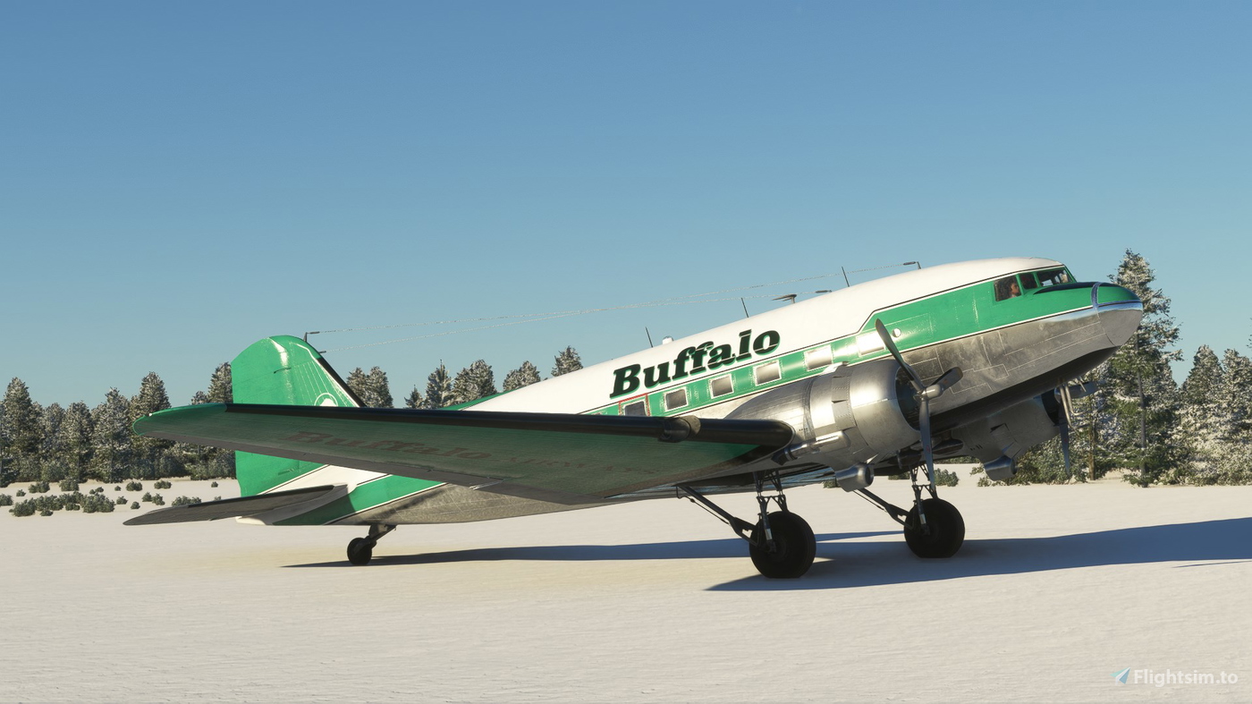 Buffalo Airways C-FLFR DC-3 With IRL cockpit textures and IRL airspeed ...