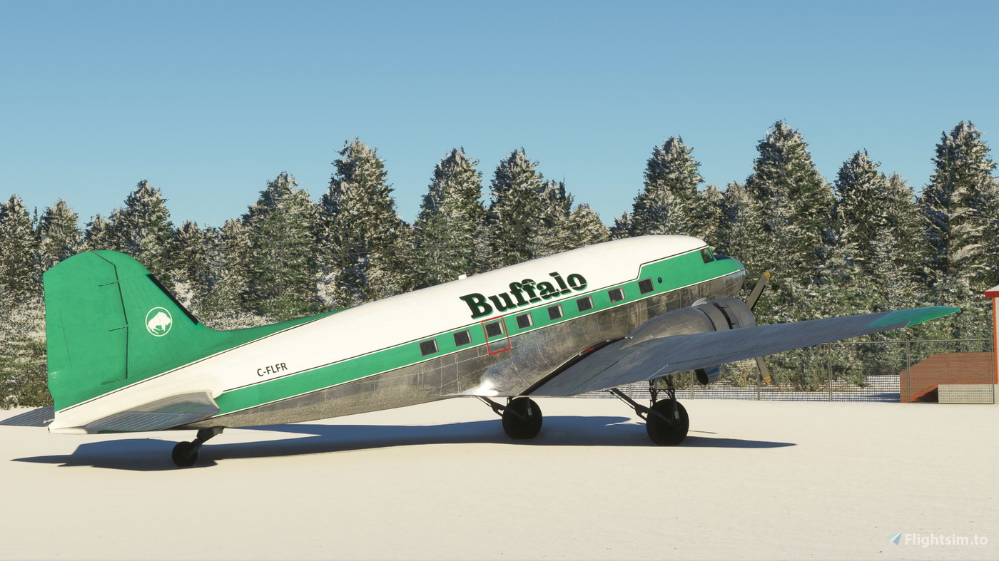 Buffalo Airways C-FLFR DC-3 With IRL cockpit textures and IRL airspeed ...