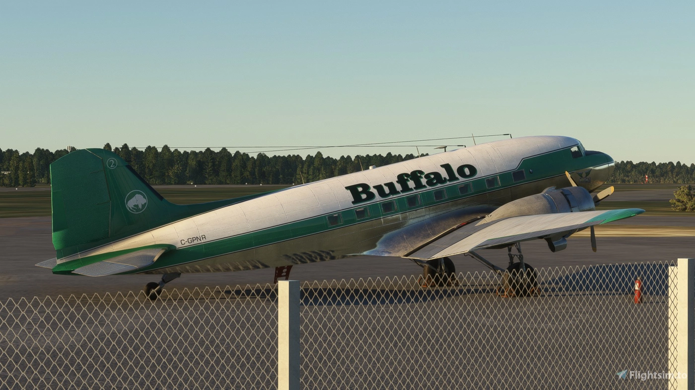 Buffalo Airways C-GPNR DC-3 With IRL cockpit textures and IRL airspeed knot gauge instead of M.P ...