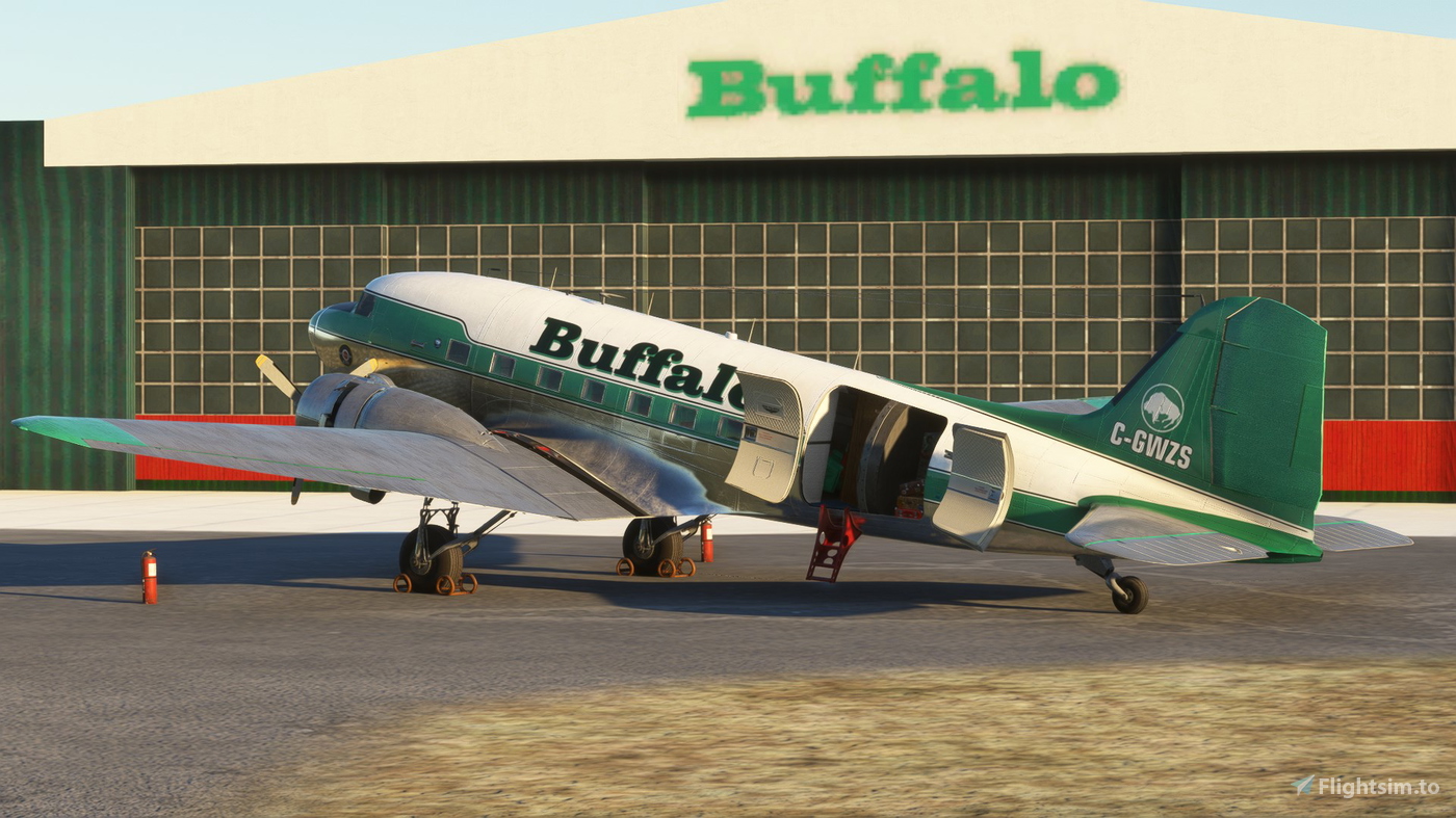 Buffalo Airways C-GWZS DC-3 With included IRL cockpit textures and IRL ...