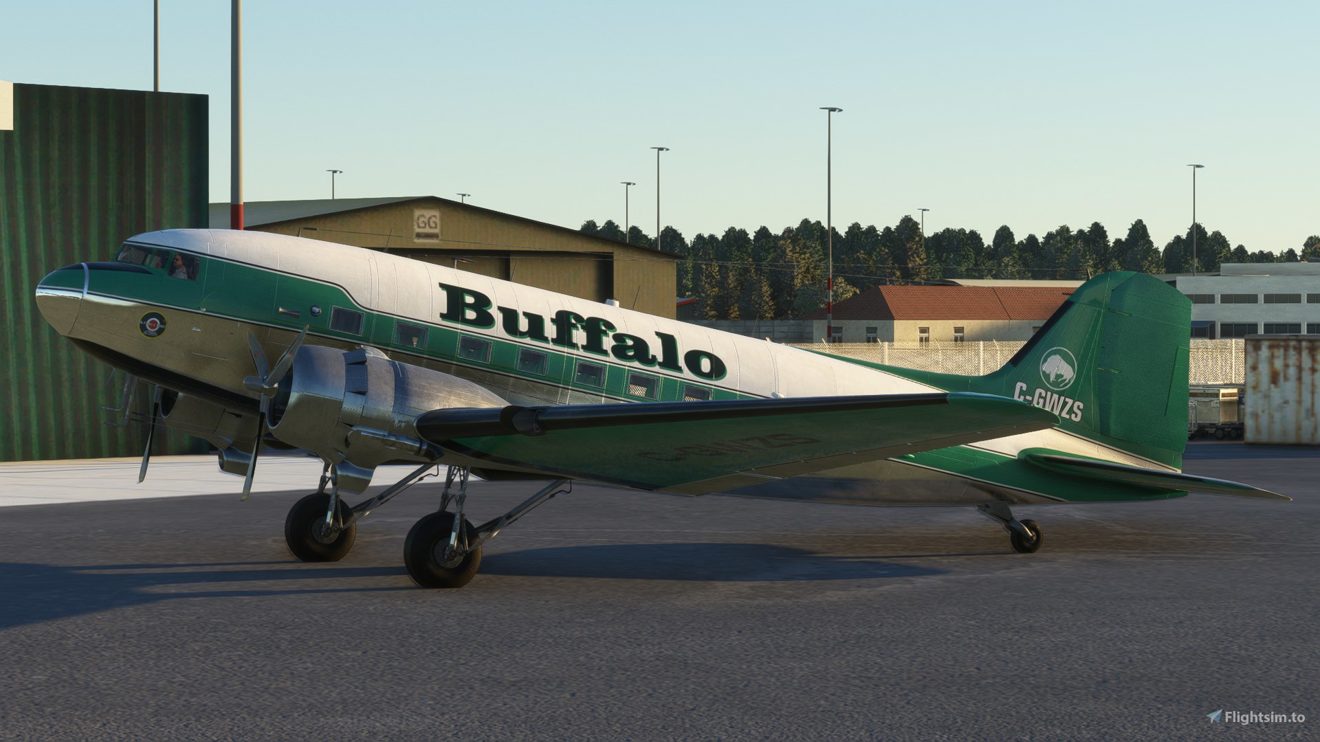 Buffalo Airways C-GWZS DC-3 With included IRL cockpit textures and IRL ...