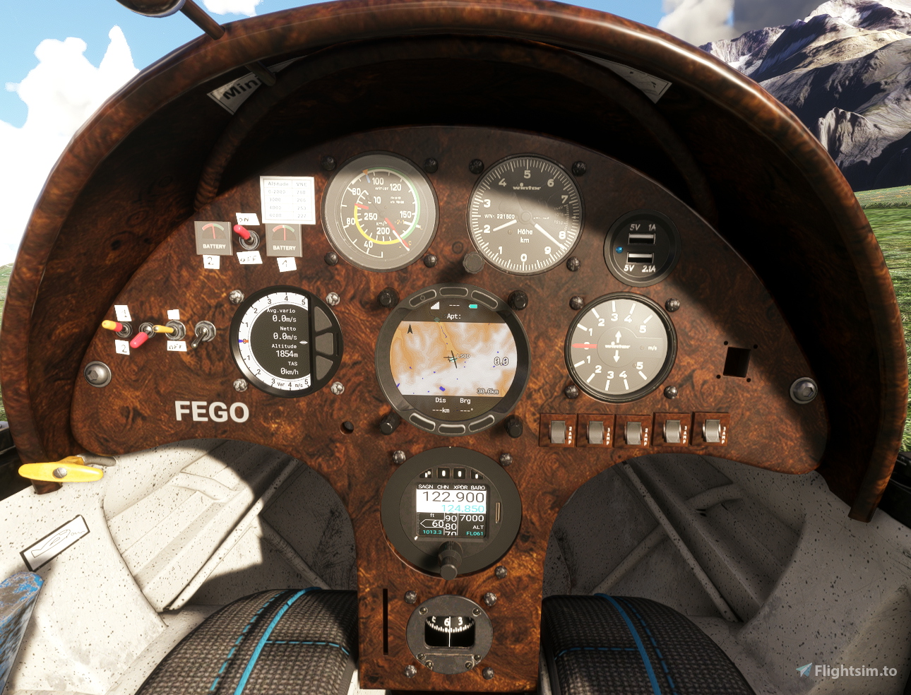 Burl walnut wood panel and more visible gauge needles for the Asobo LS8 ...