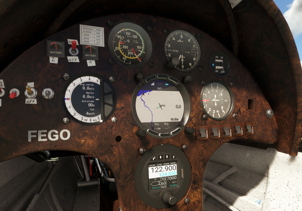 Burl walnut wood panel and more visible gauge needles for the Asobo LS8 ...