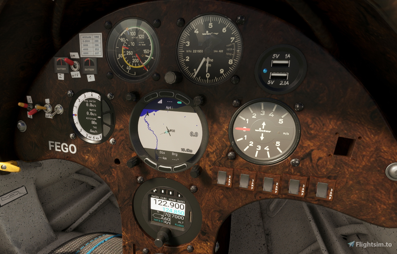 Burl walnut wood panel and more visible gauge needles for the Asobo LS8 ...