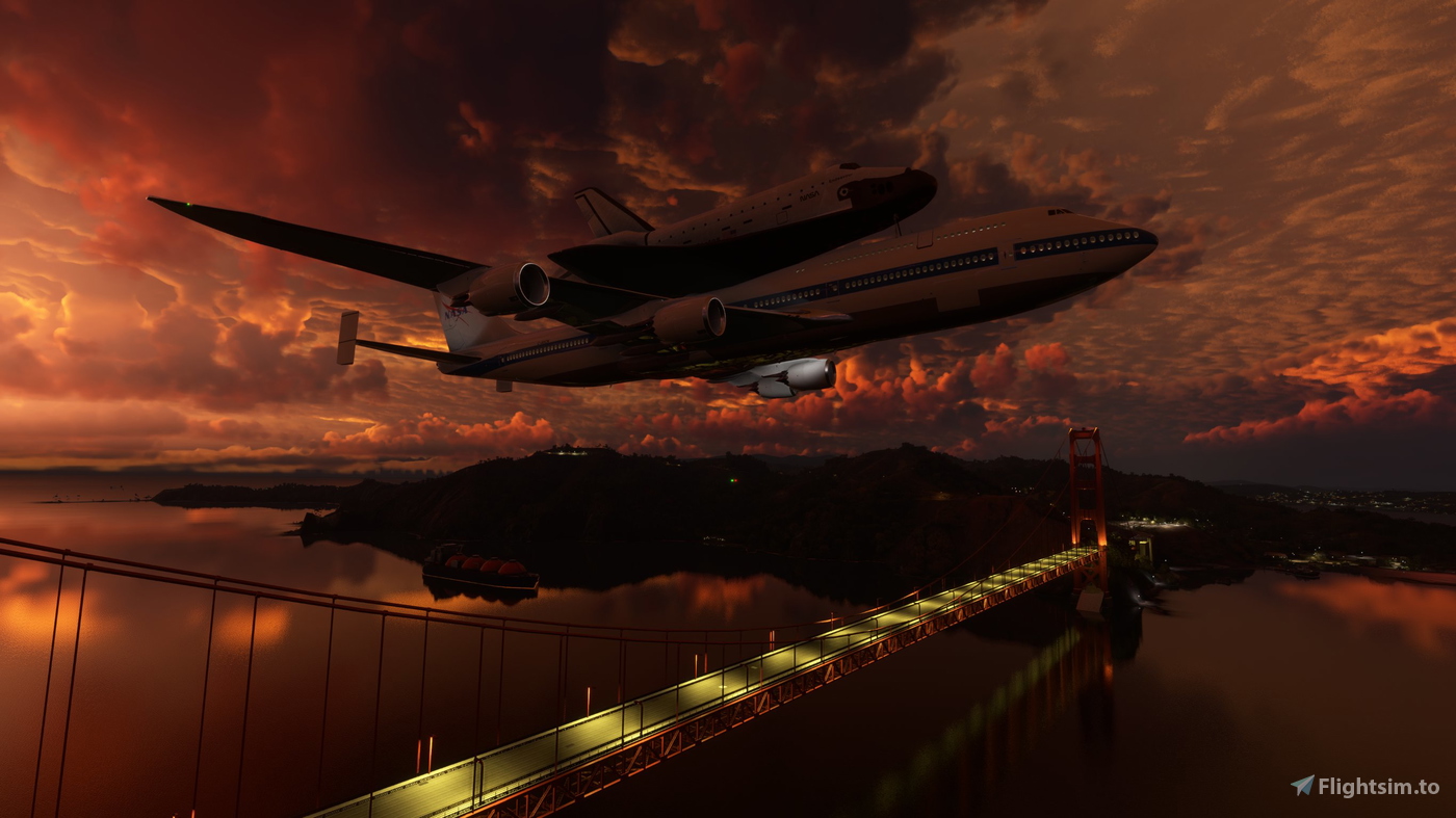 B747 shuttle carrier flight Edwards KEDW to San Francisco KSFO for ...