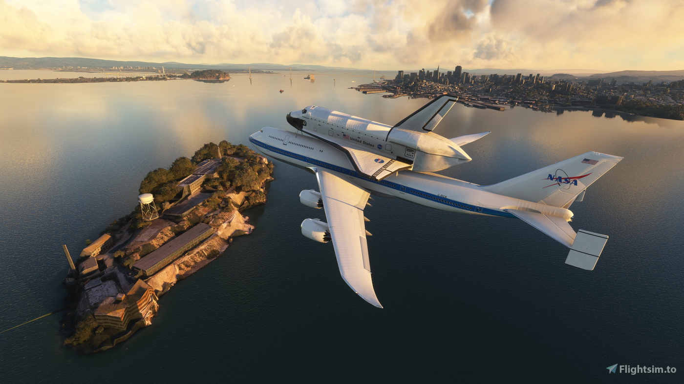 B747 shuttle carrier flight Edwards KEDW to San Francisco KSFO for ...