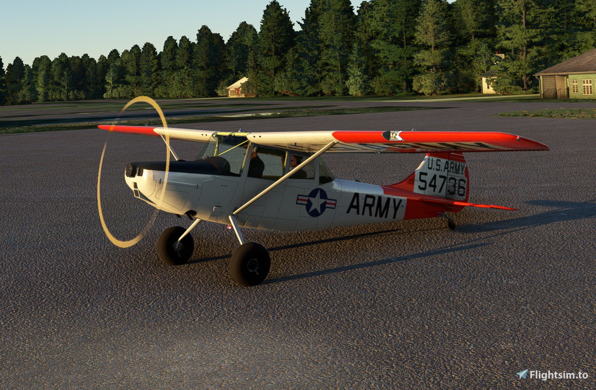Cessna L19 Bird Dog ARMY red/white with bush wheels for Microsoft ...