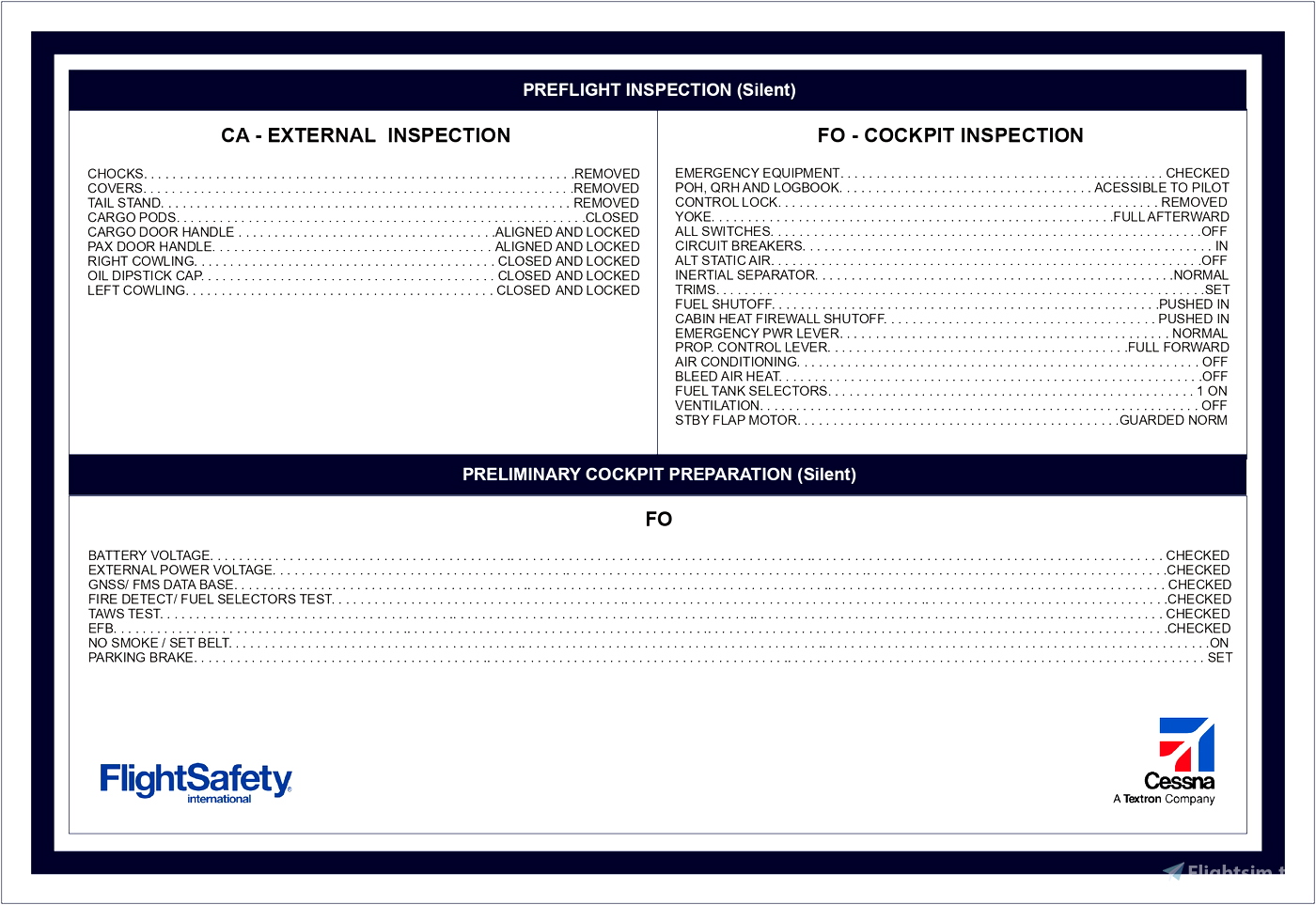 Checklist C208B EX - Azul Conecta pour Microsoft Flight Simulator | MSFS