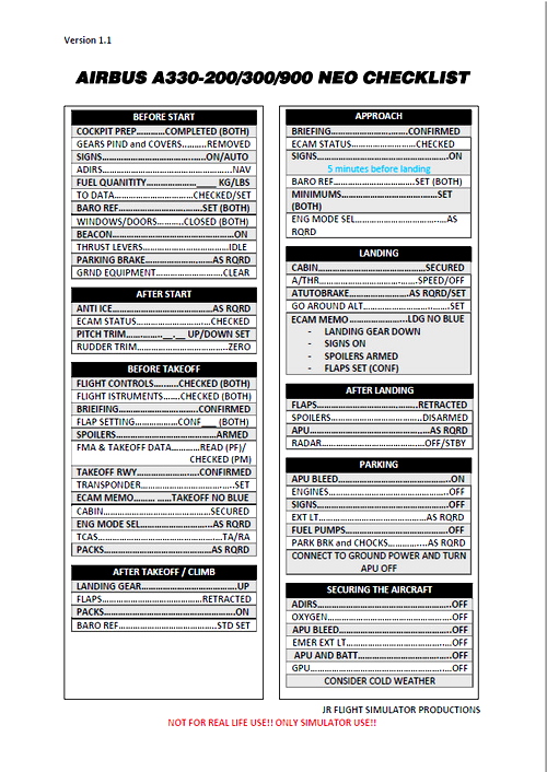 Checklist Pack for Microsoft Flight Simulator | MSFS