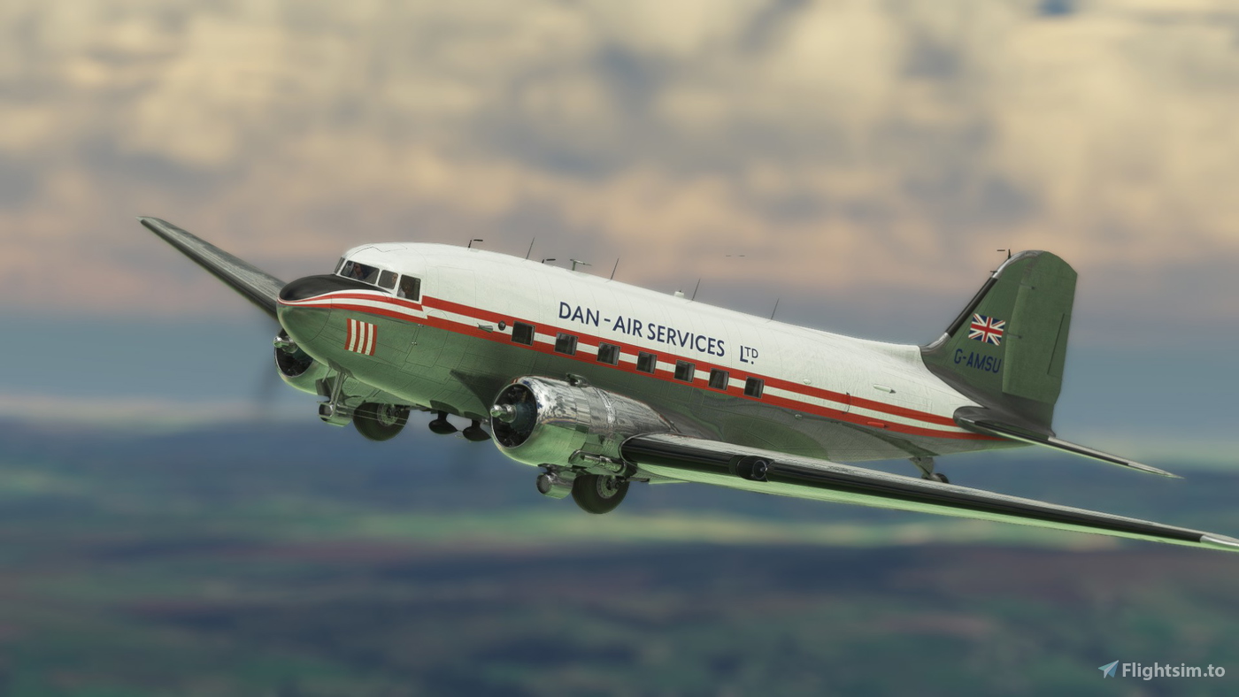 DC-3 Dan Air G-AMSU First Livery for Microsoft Flight Simulator | MSFS