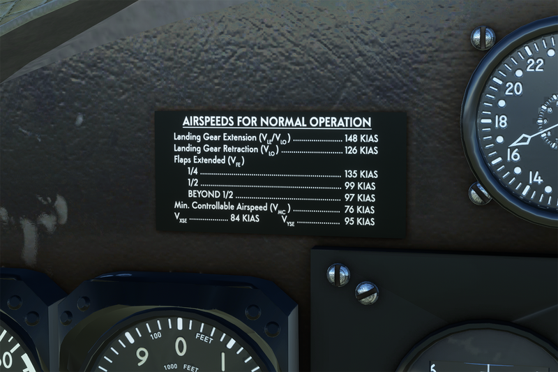 DC-3 knots airspeed indicator and placards for Microsoft Flight ...
