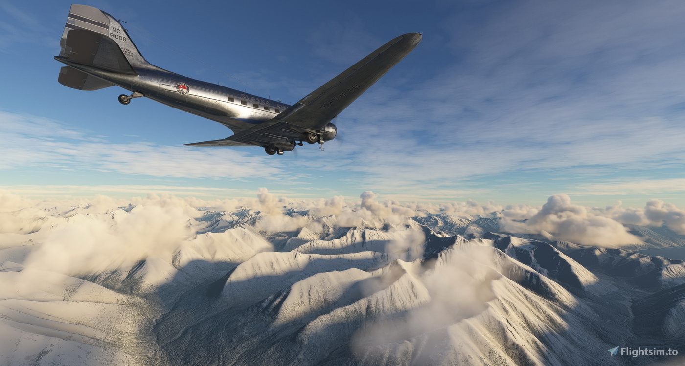 Douglas DC-3 Alaska Airlines NC91008 for Microsoft Flight Simulator | MSFS
