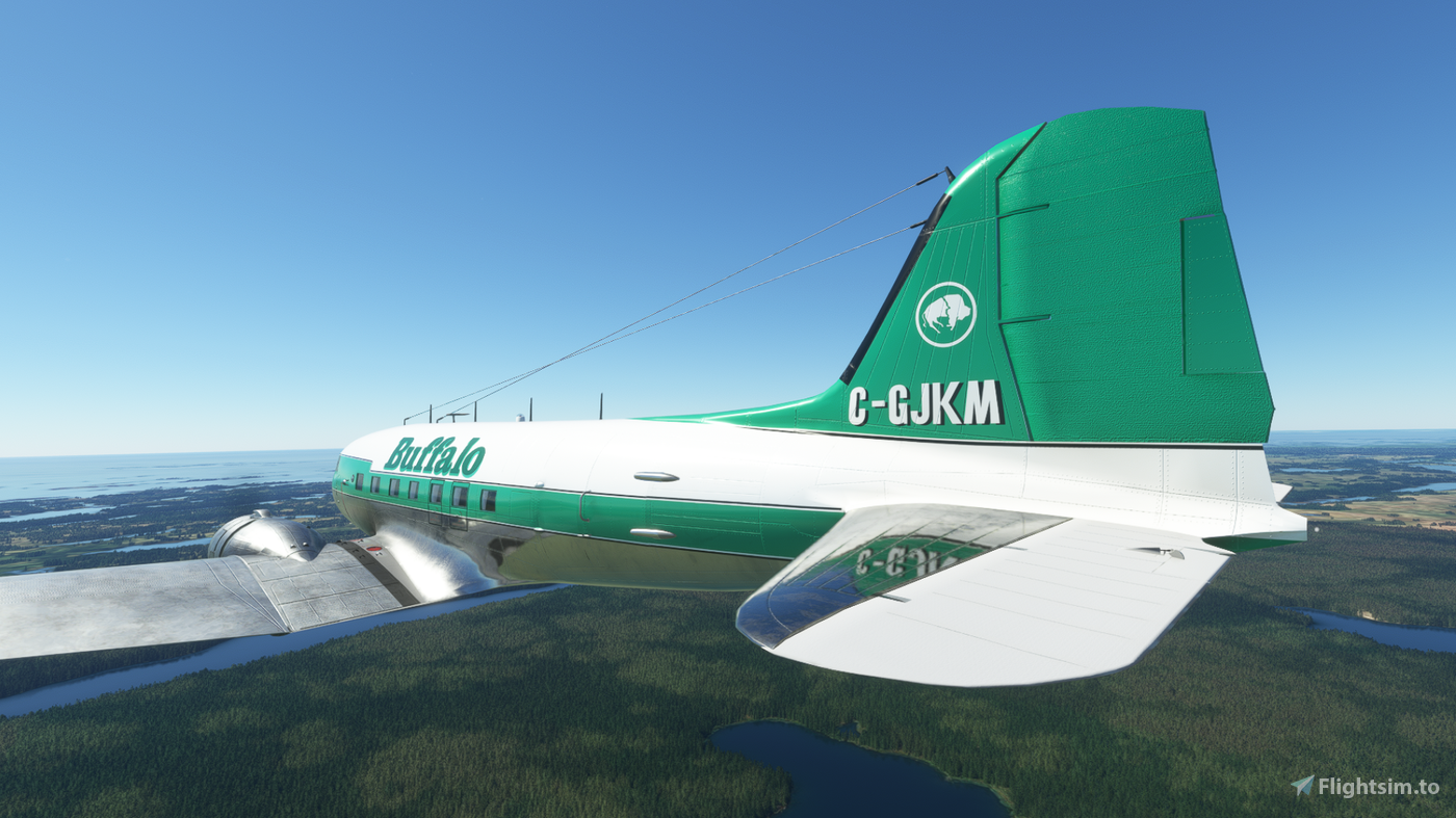 Douglas DC-3 Buffalo Airways w/ cockpit textures (C-GJKM) for Microsoft ...