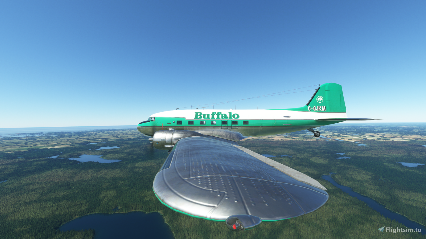 Douglas DC-3 Buffalo Airways w/ cockpit textures (C-GJKM) for Microsoft ...