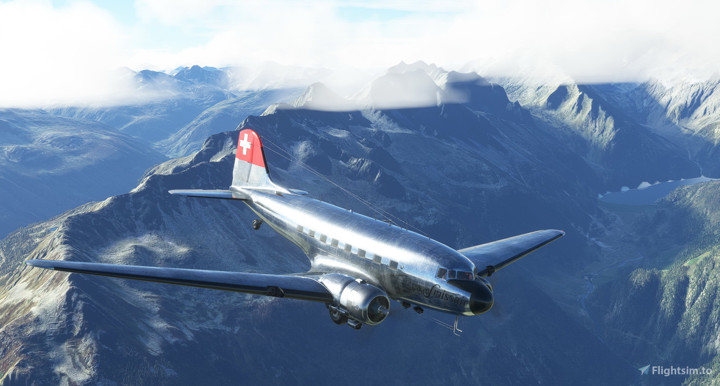 Douglas DC-3 N431HM Swiss colors for Microsoft Flight Simulator | MSFS