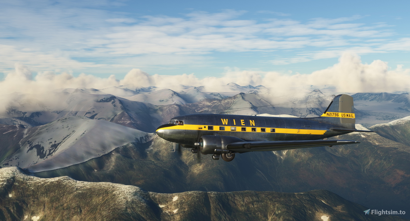 Douglas DC-3 Wien Air Alaska N21796 for Microsoft Flight Simulator | MSFS