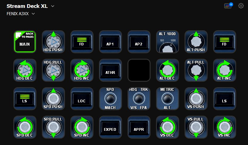 FENIX A320 AAO Scripts & StreamDeck XL & PLUS Profile » Microsoft Flight Simulator