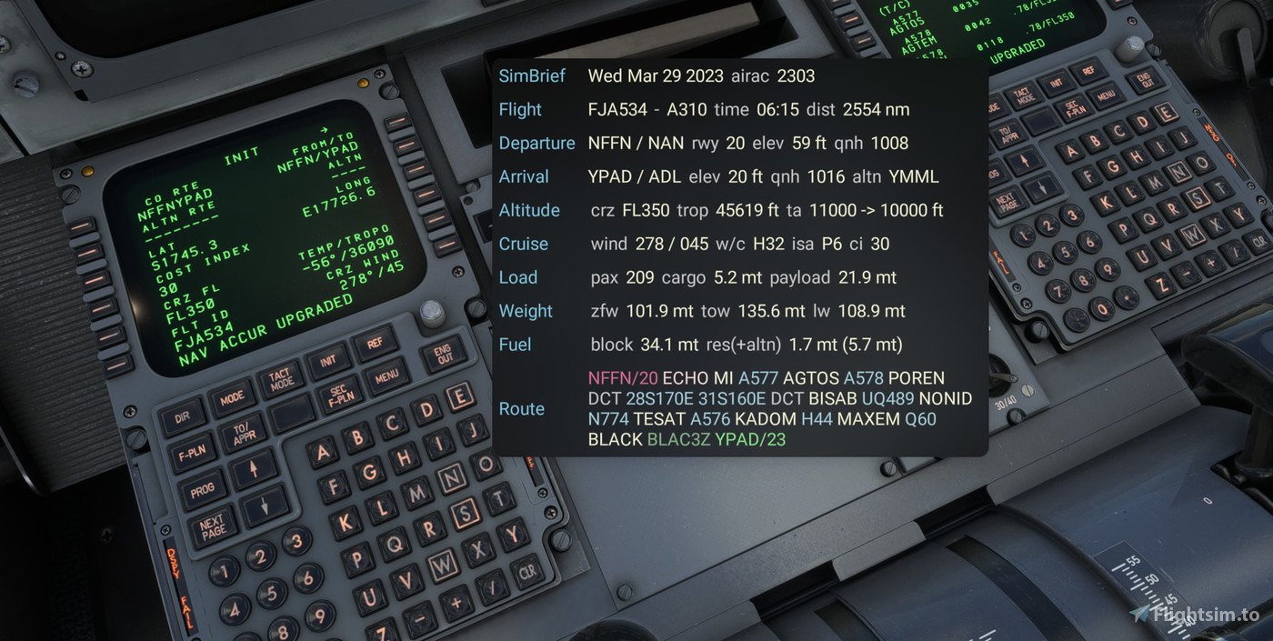 Flow SimBrief OFP 对于 Microsoft Flight Simulator | MSFS